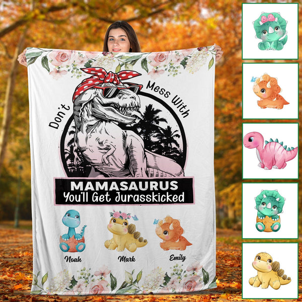 Don't Mess With Mamasaurus - Personalized Blanket - Best Gift For Mom ...