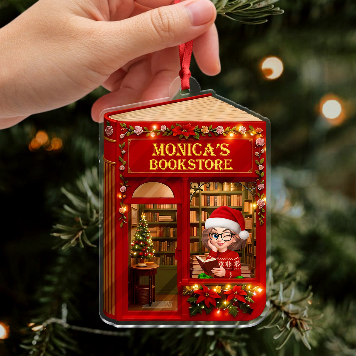 Magic Bookstore - Personalized Custom Acrylic Ornament – Evridwearcustom