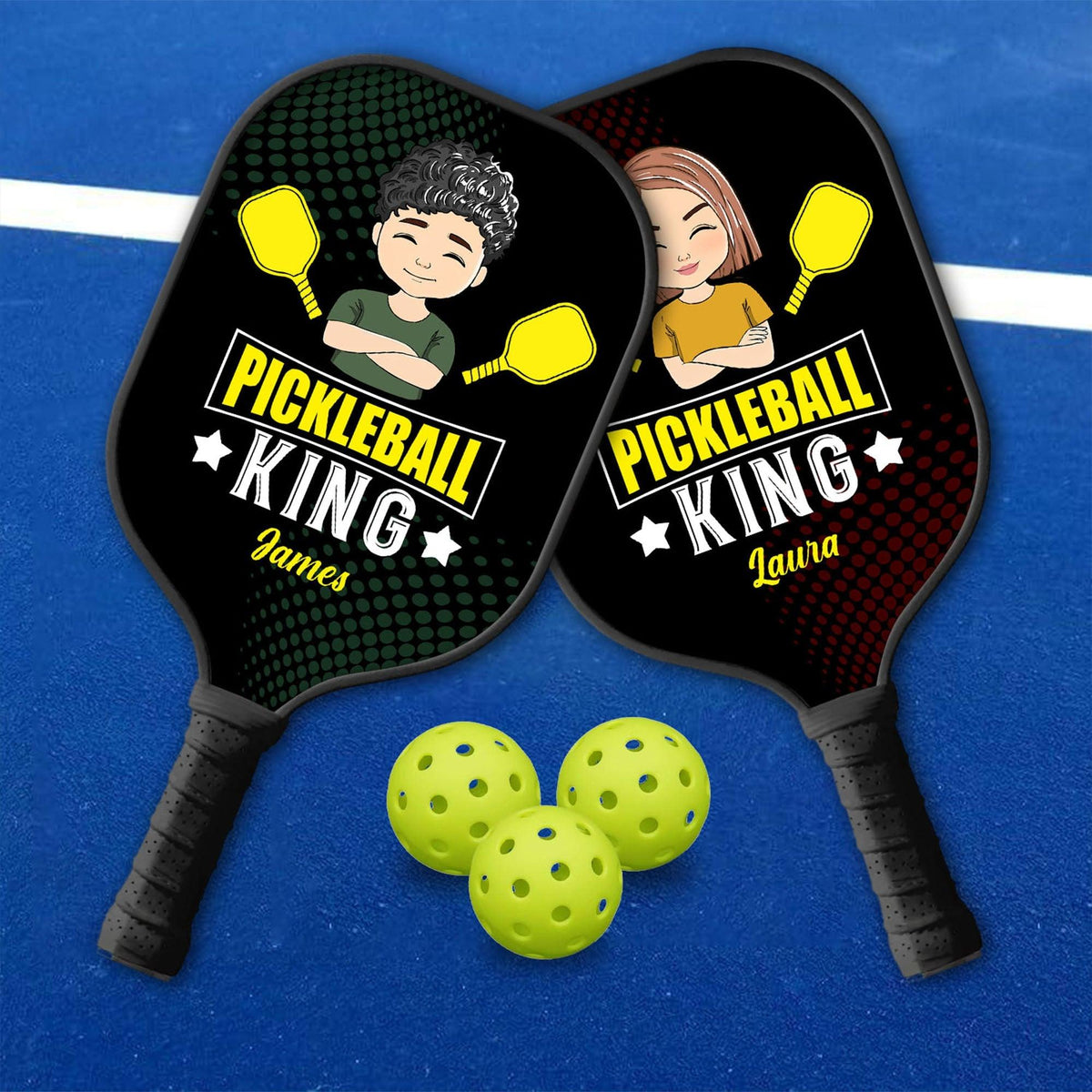 Pickleball King and Queen Personalized Custom Name - Pickleball Paddle ...