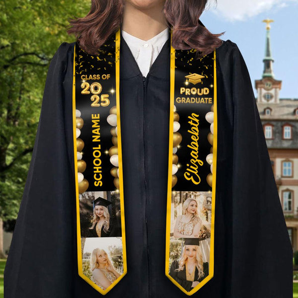 Bubble Color Class of 2025 Custom Graduation Stole with Photo ...