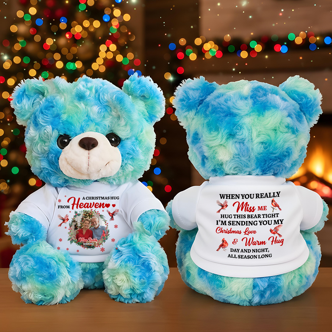 A Christmas Hug From Heaven Custom Photos - Memorial Teddy Bear With P ...