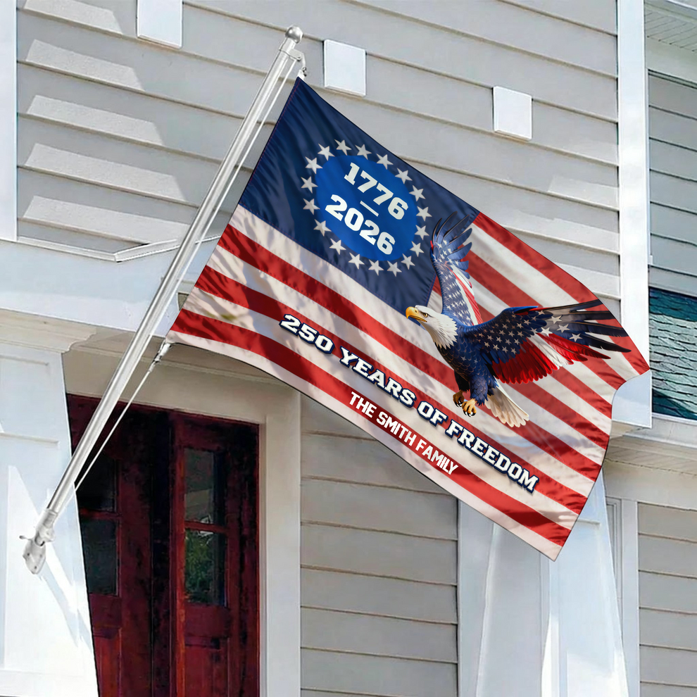 America Freedom With Eagle Custom Family Name 250th Birthday - House F ...