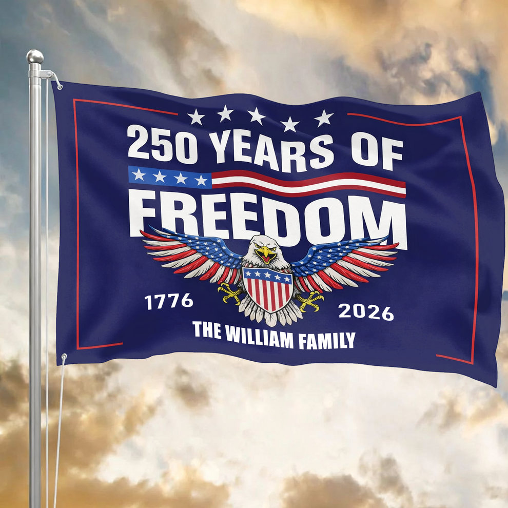 Custom Family Name 250th Birthday - America Freedom With Eagle - House ...