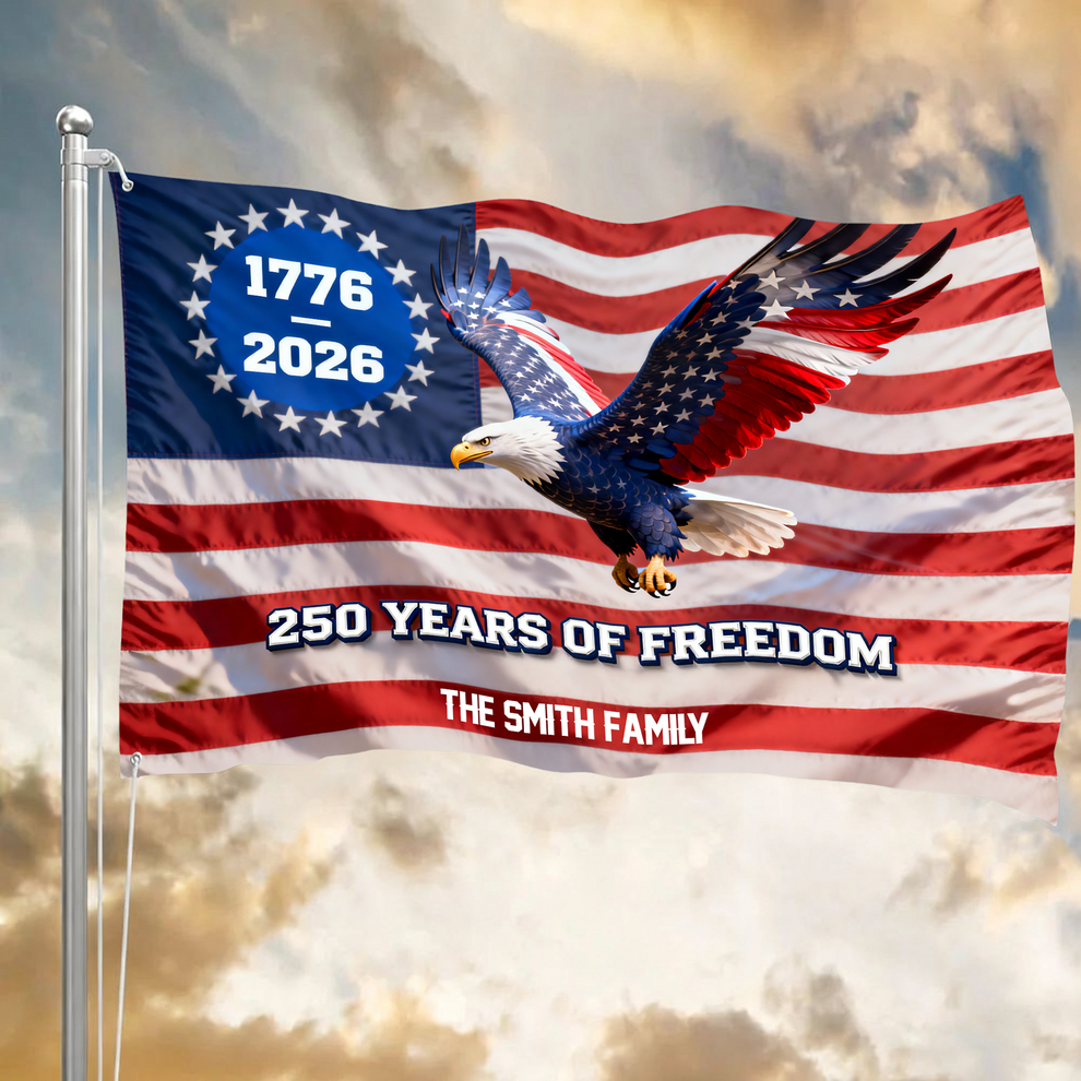 America Freedom With Eagle Custom Family Name 250th Birthday - House F ...